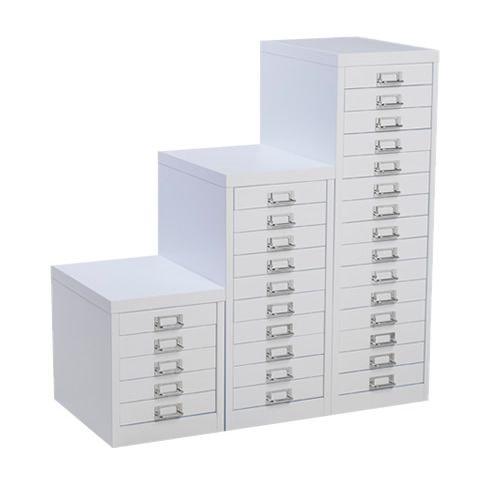 Silverline Metal 5 / 10 / 15 Multi Drawer Range - The Office Furniture